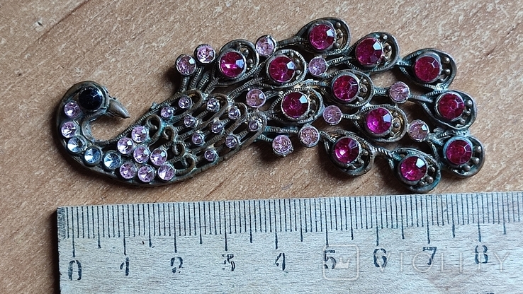 Brooch with stones ,,Firebird,,(pin nuance) - «VIOLITY»