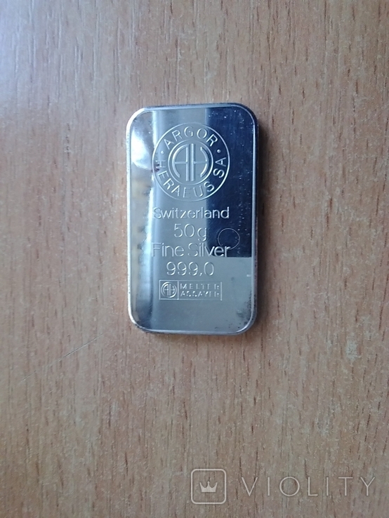 Слиток серебра 50 грамм. Argor Heraeus (113582423) - купити Violity