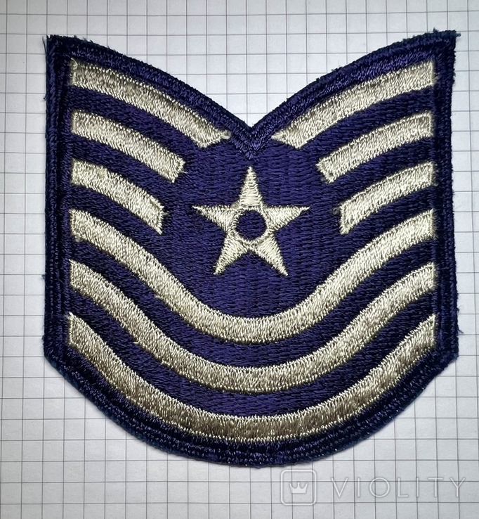 USAF Enlisted Rank Master Sergeant/ 3 inch silver on blue f/e ...